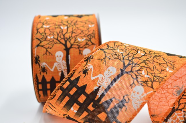 46049 - 30mm, 38mm & 63mm Wired Halloween Ribbon x 10 Metre Rolls!